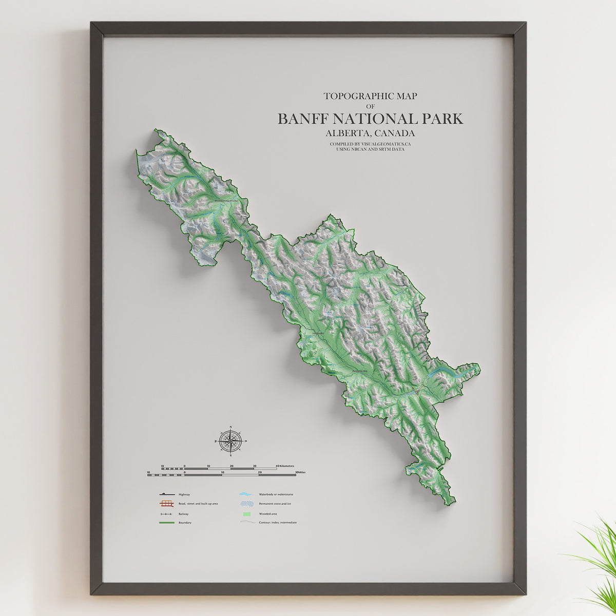 Banff National Park Topographic Map – Visual Wall Maps Studio