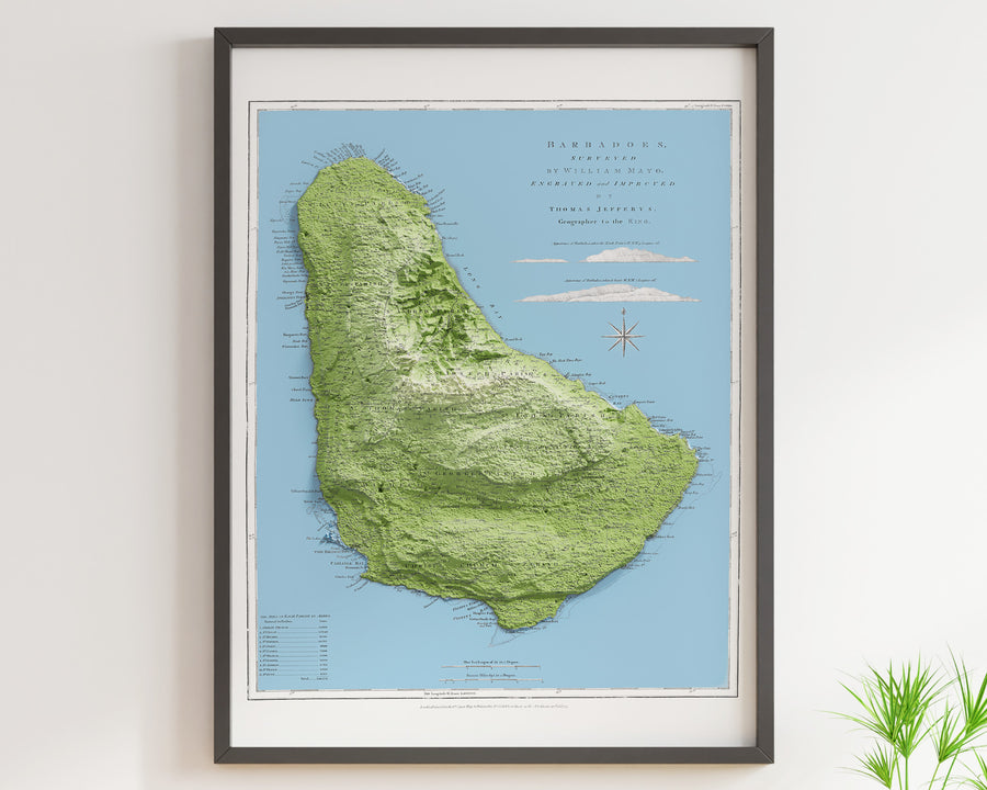 Barbados Vintage Topographic Map (c.1775) – Visual Wall Maps Studio