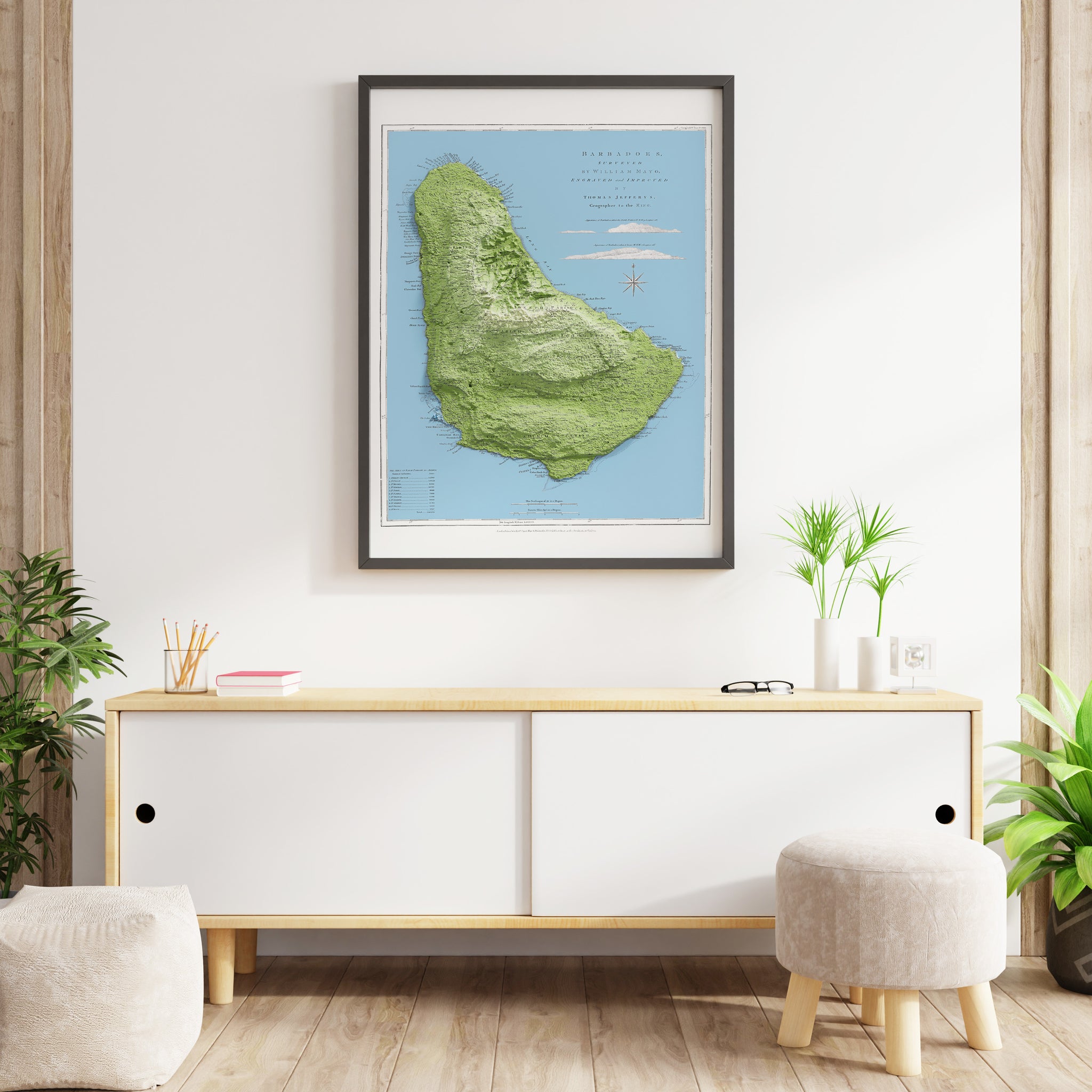 Barbados Vintage Topographic Map (c.1775) – Visual Wall Maps Studio