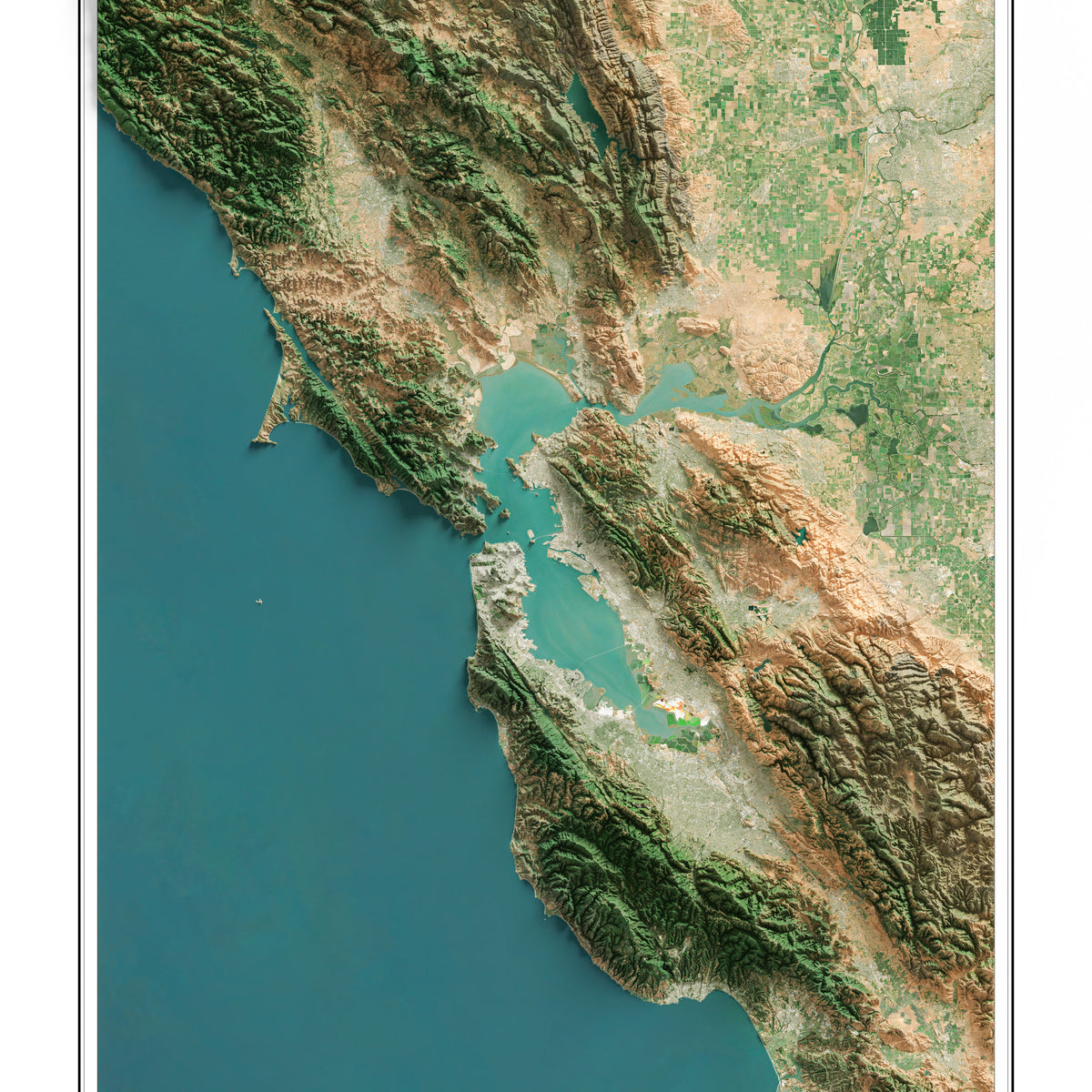 The Bay Area California Imagery Shaded Relief – Visual Wall Maps Studio