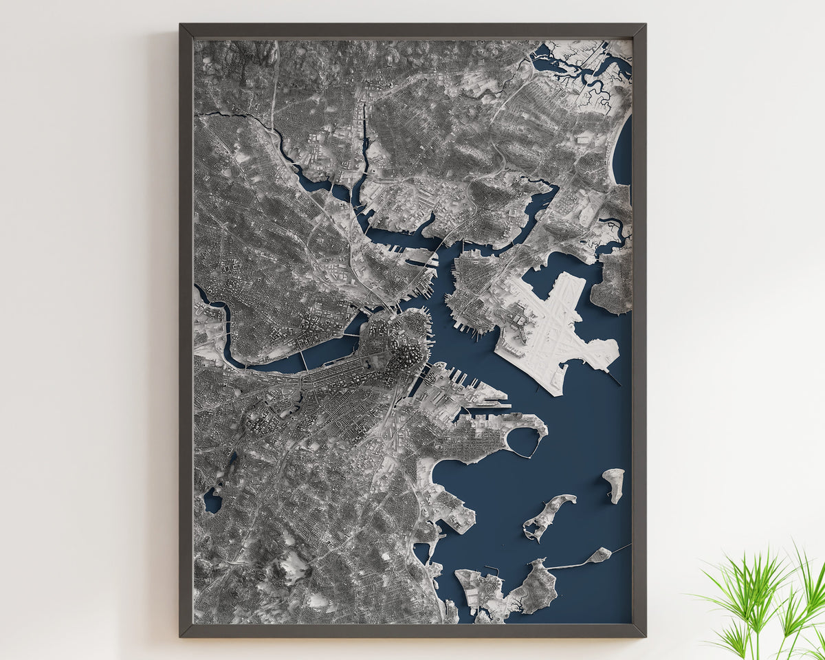 Boston Shaded Relief – Visual Wall Maps Studio