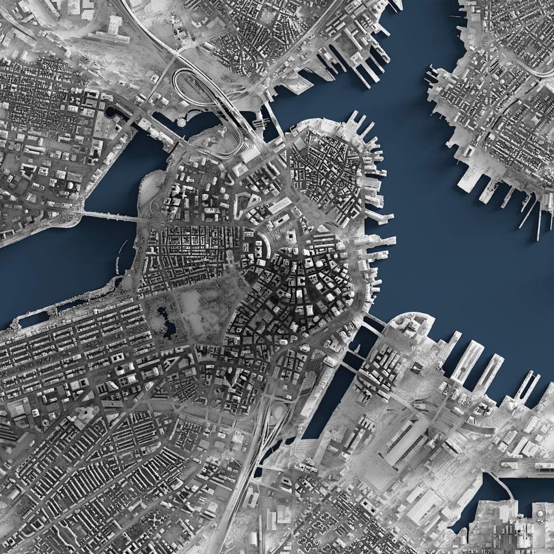 Boston Shaded Relief – Visual Wall Maps Studio
