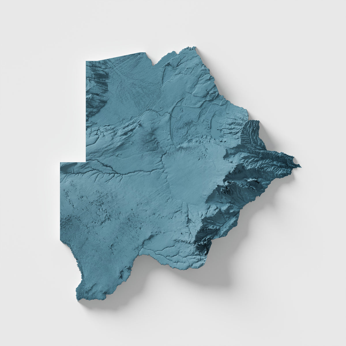 Botswana Shaded Relief Map – Visual Wall Maps Studio