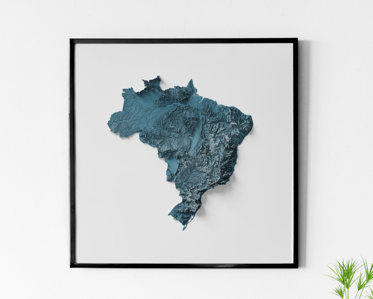 Brazil Shaded Relief Map – Visual Wall Maps Studio