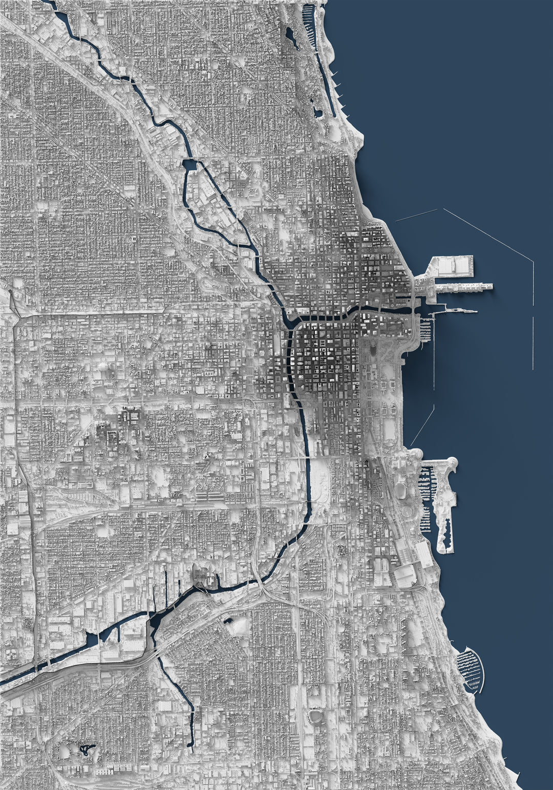 Chicago Shaded Relief – Visual Wall Maps Studio