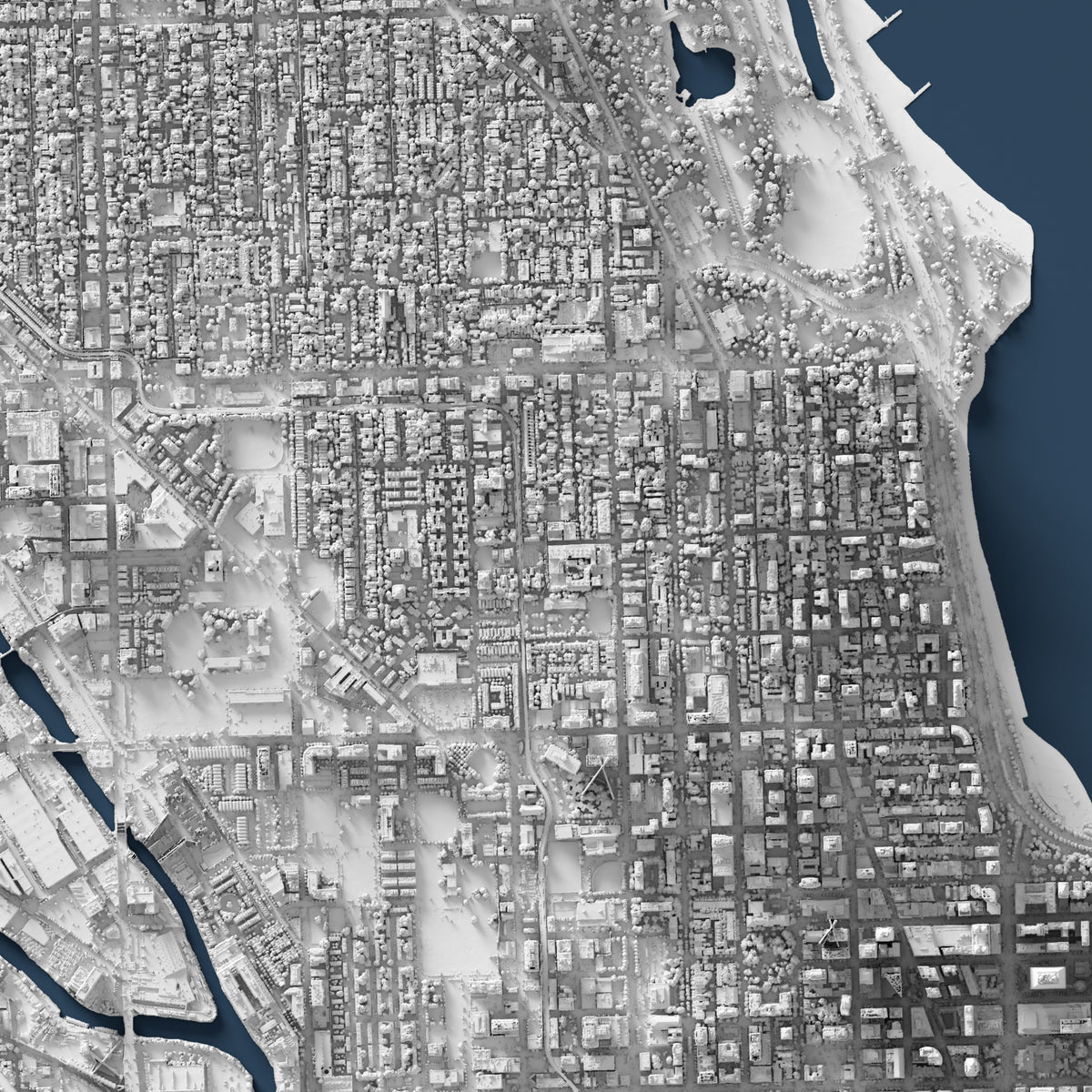 Chicago Shaded Relief – Visual Wall Maps Studio