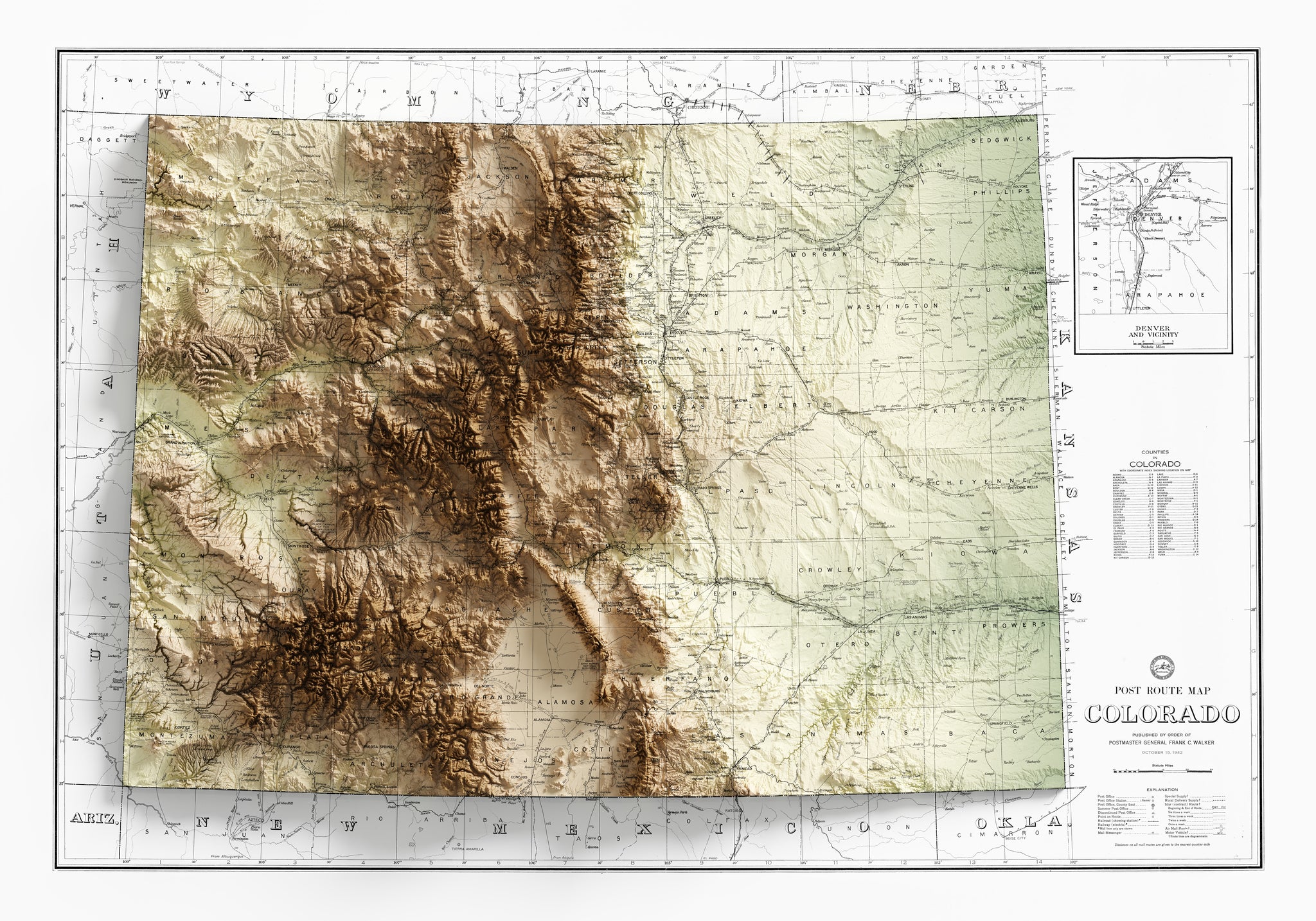Colorado Vintage Topographic Map (c.1942) – Visual Wall Maps Studio