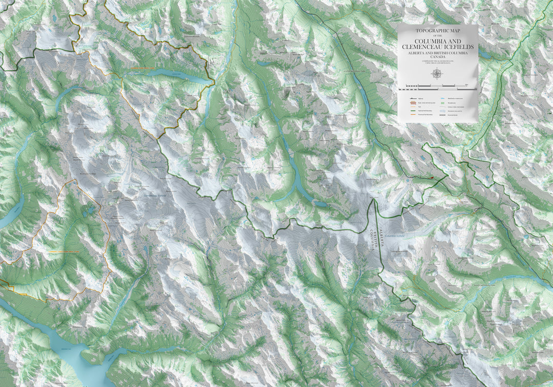 Columbia and Clemenceau Icefields Topographic Map – Visual Wall Maps Studio