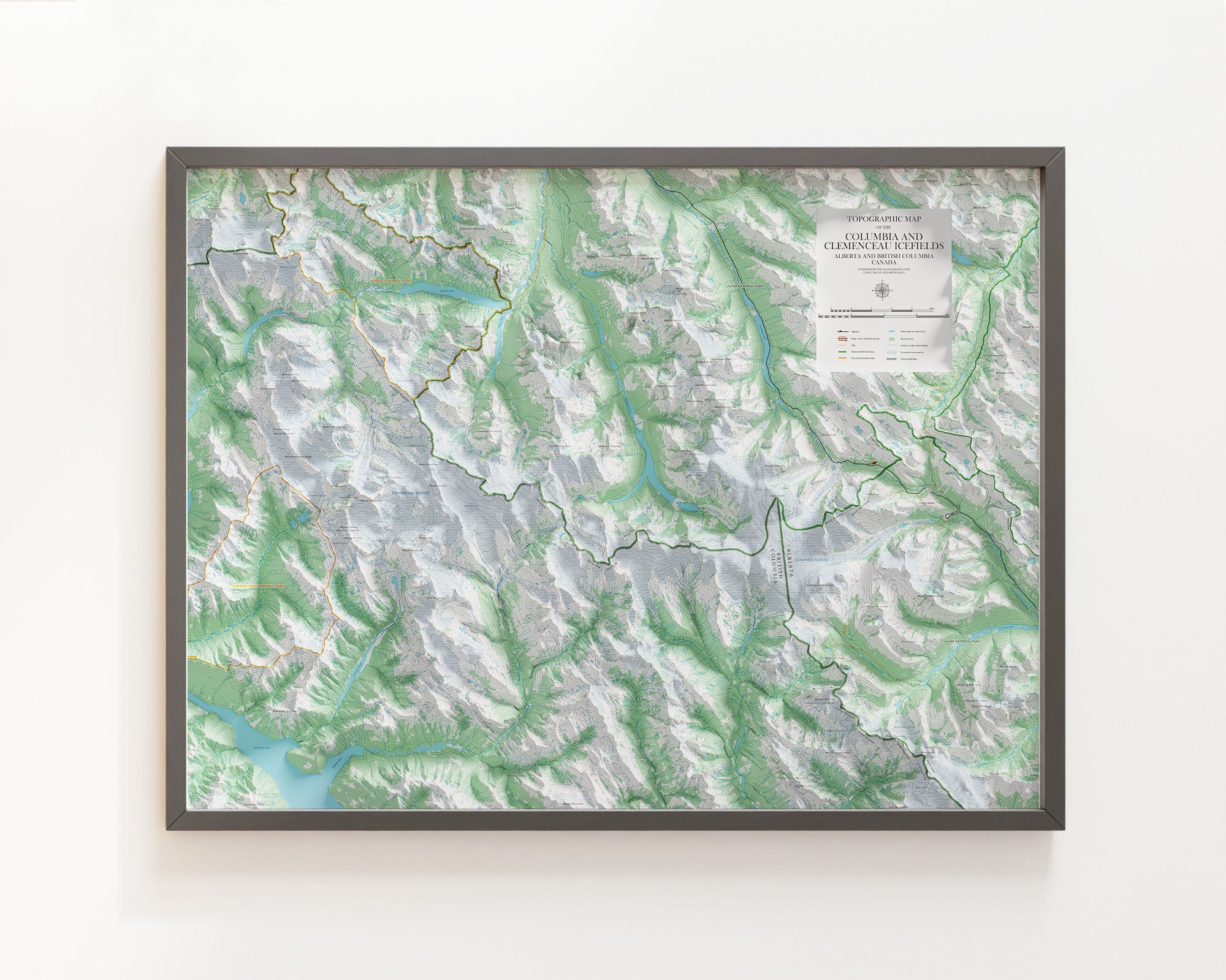 Columbia and Clemenceau Icefields Topographic Map – Visual Wall Maps Studio