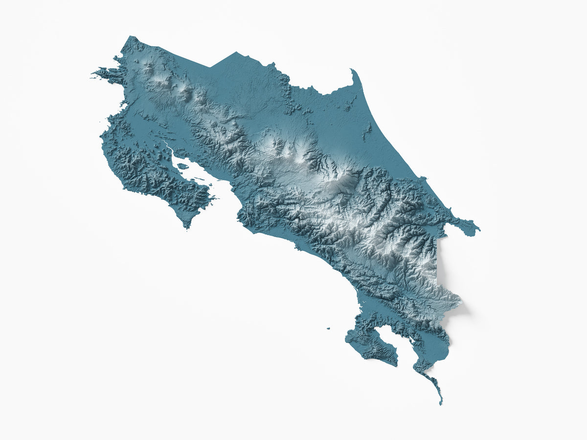 Costa Rica Shaded Relief – Visual Wall Maps Studio