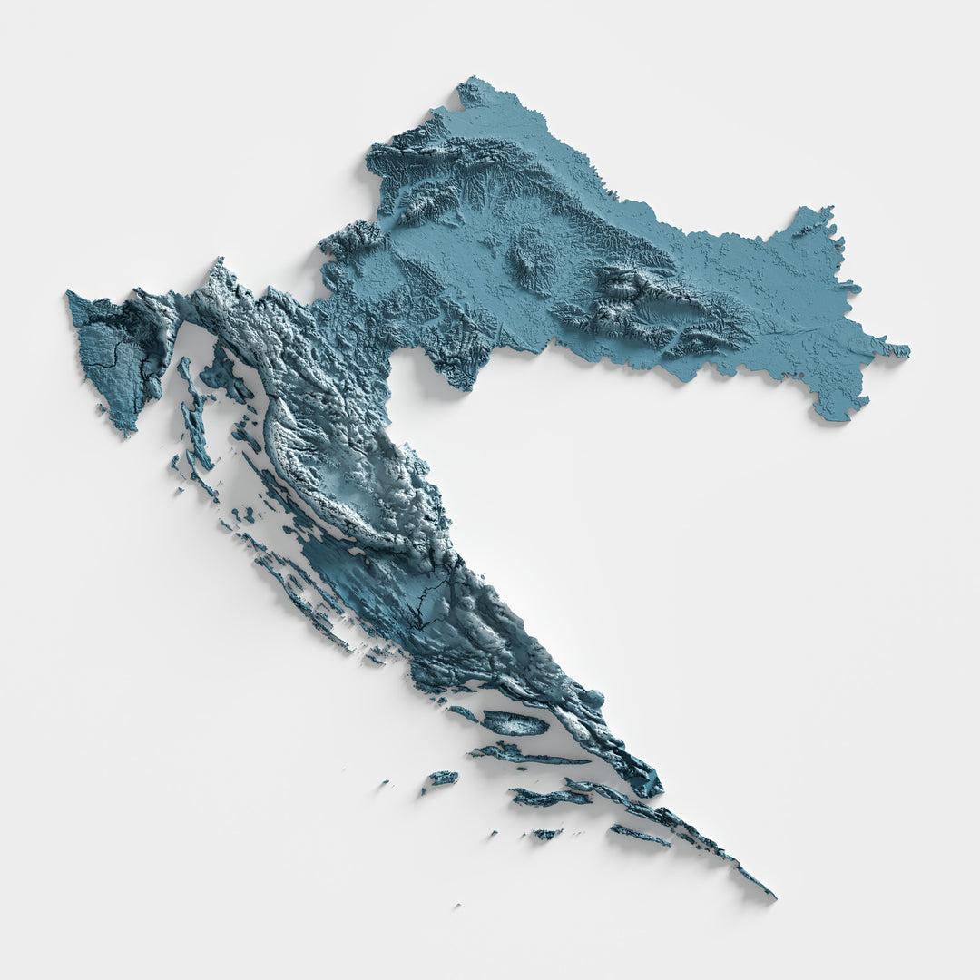 Croatia Shaded Relief Map – Visual Wall Maps Studio