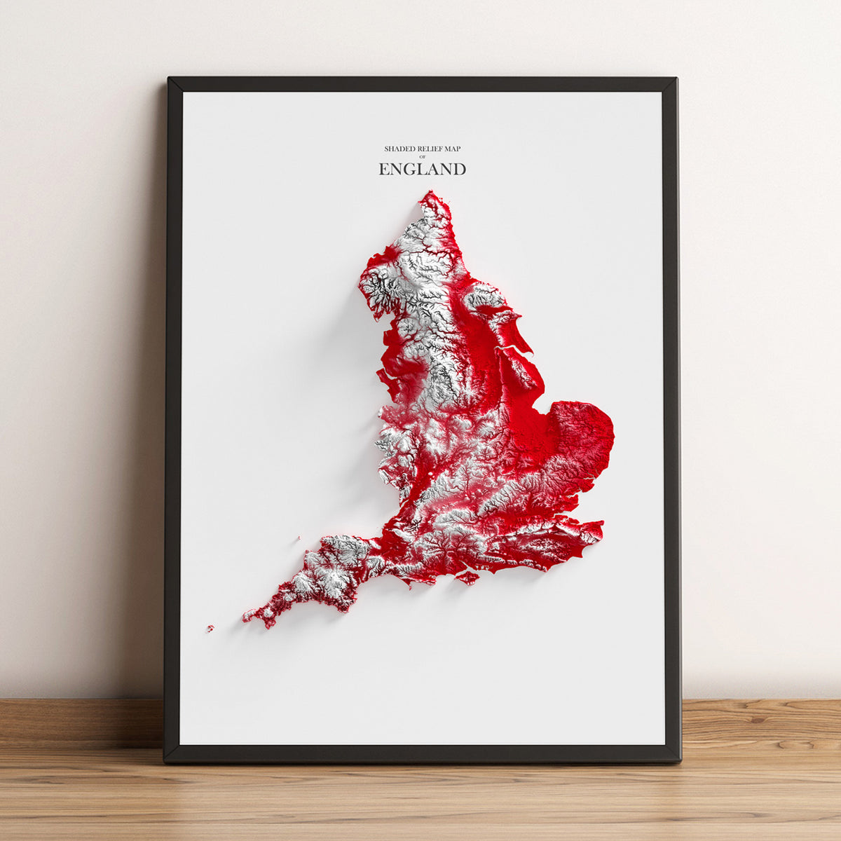 England Shaded Relief Colourized (Official Colours) – Visual Wall Maps ...