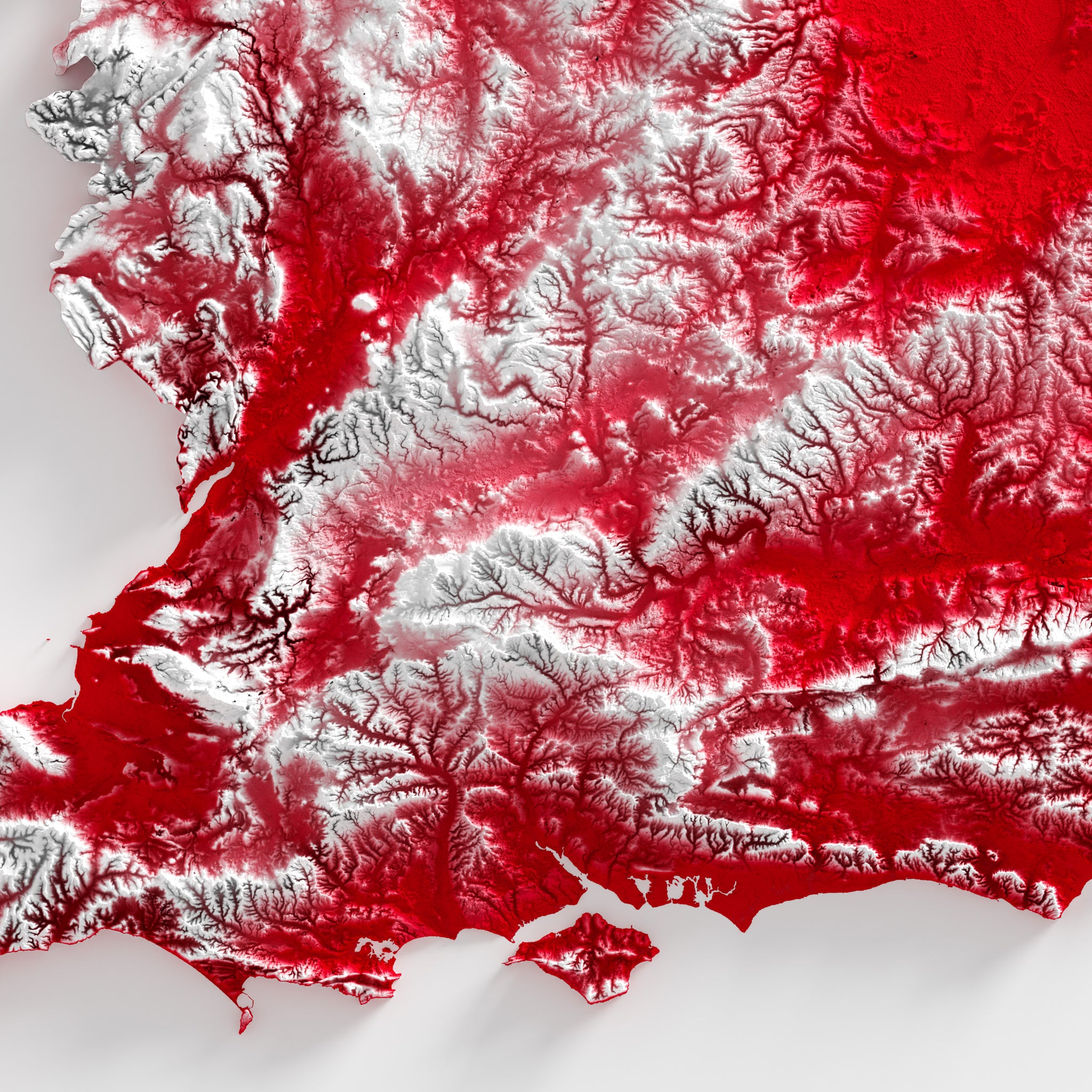England Shaded Relief Colourized (Official Colours) – Visual Wall Maps ...