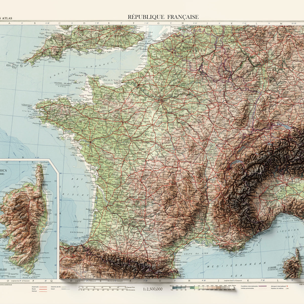 République française (France) Topographic Map c.1958 – Visual Wall Maps ...