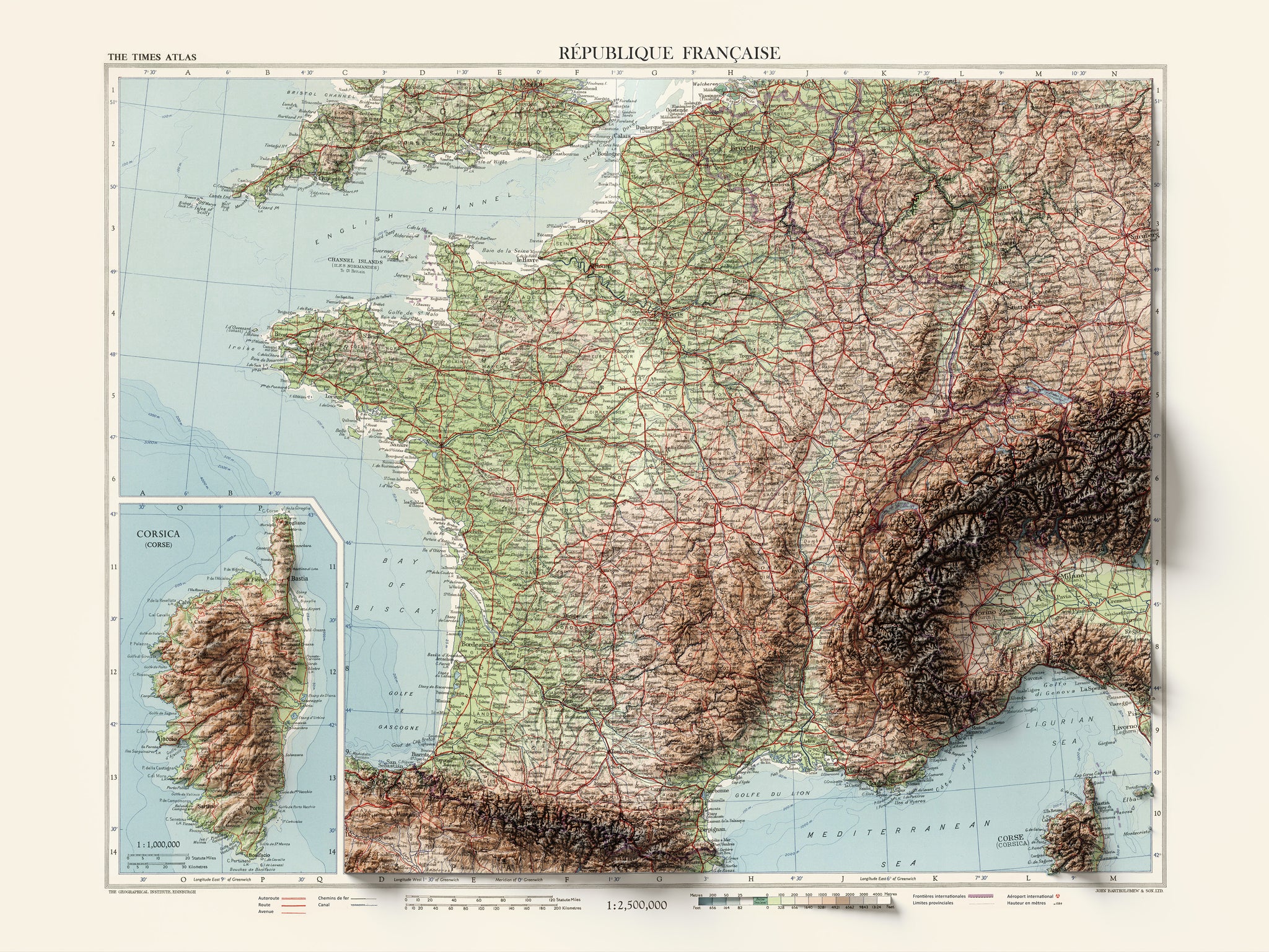 République française (France) Topographic Map c.1958 – Visual Wall Maps ...