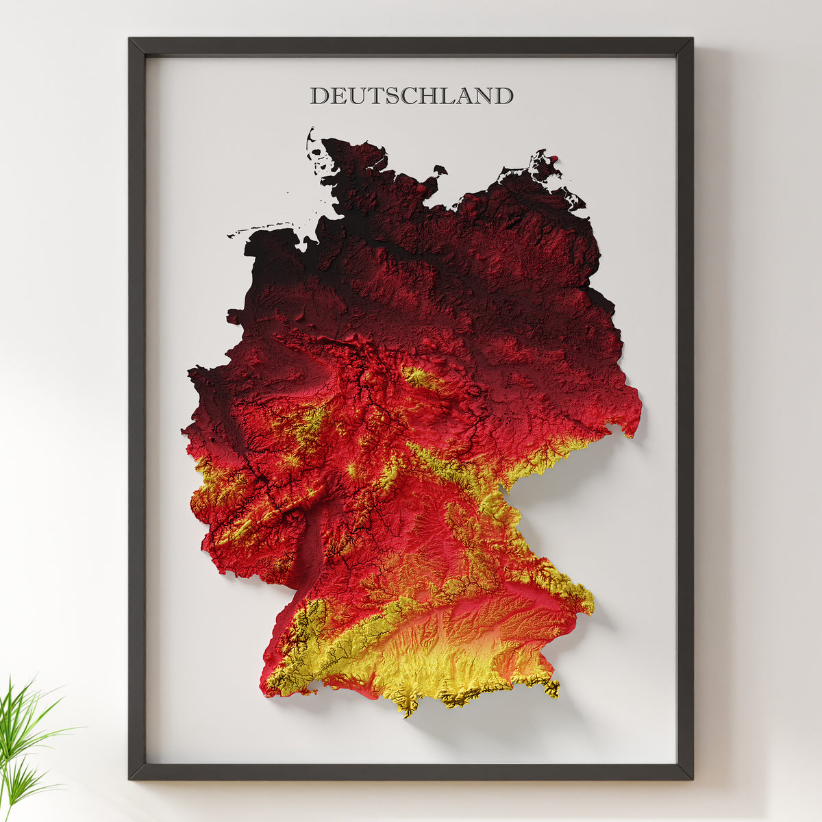 Germany Shaded Relief Colourized (Official Colours) – Visual Wall Maps ...