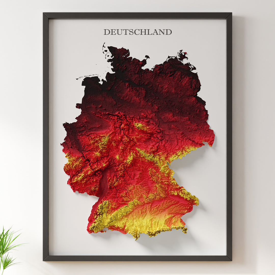 Germany Shaded Relief Colourized (Official Colours) – Visual Wall Maps ...