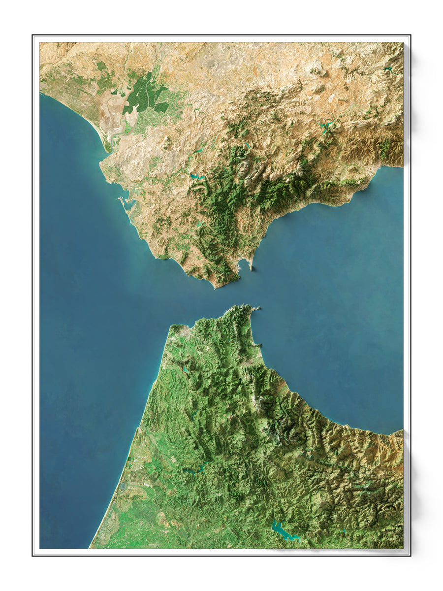 Strait of Gibraltar Imagery Shaded Relief – Visual Wall Maps Studio