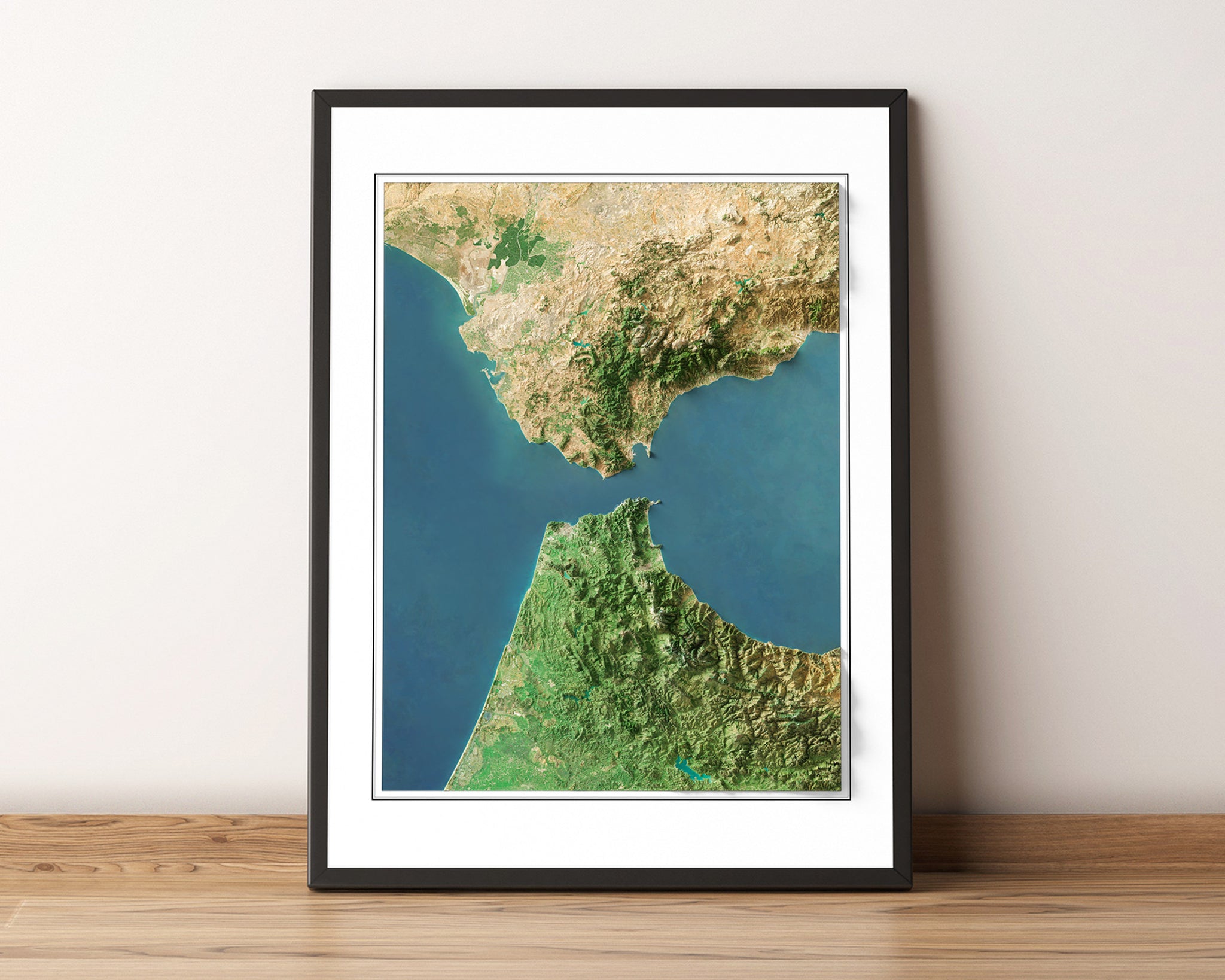 Strait of Gibraltar Imagery Shaded Relief – Visual Wall Maps Studio