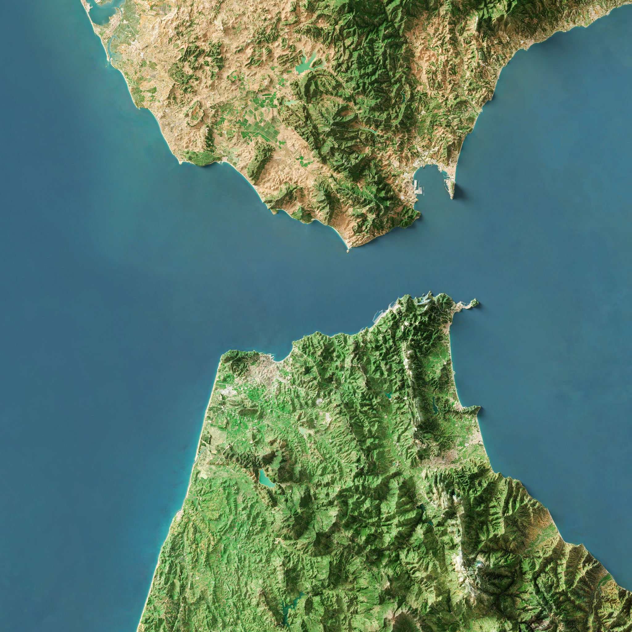 Strait of Gibraltar Imagery Shaded Relief – Visual Wall Maps Studio