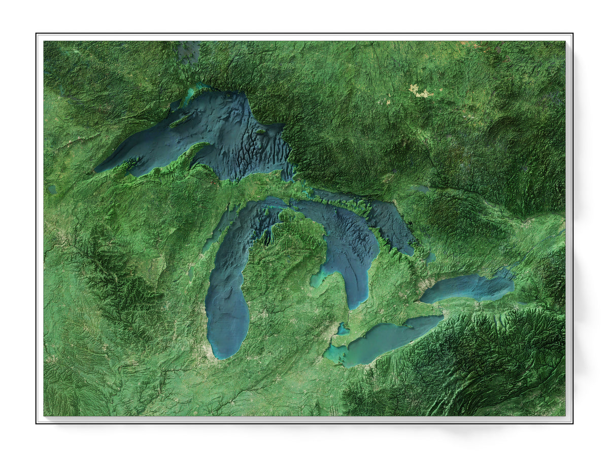 Great Lakes Imagery Shaded Relief – Visual Wall Maps Studio