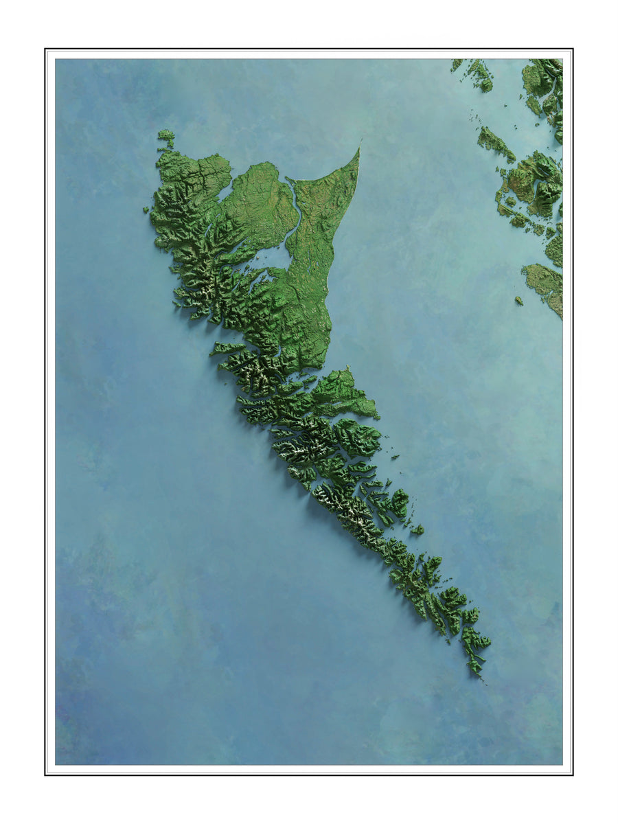 Haida Gwaii Imagery Shaded Relief – Visual Wall Maps Studio