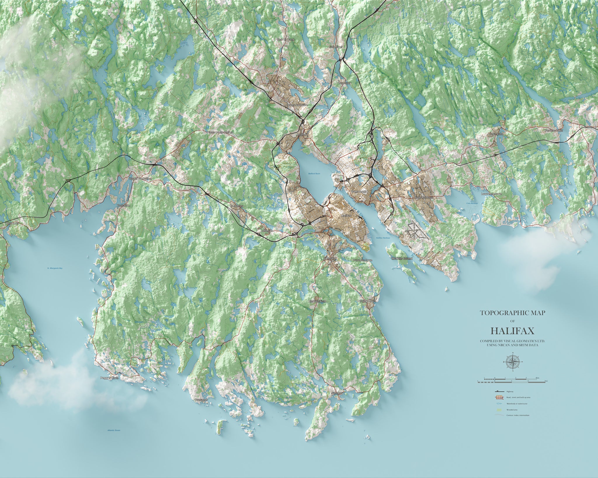 Halifax Topographic Map – Visual Wall Maps Studio