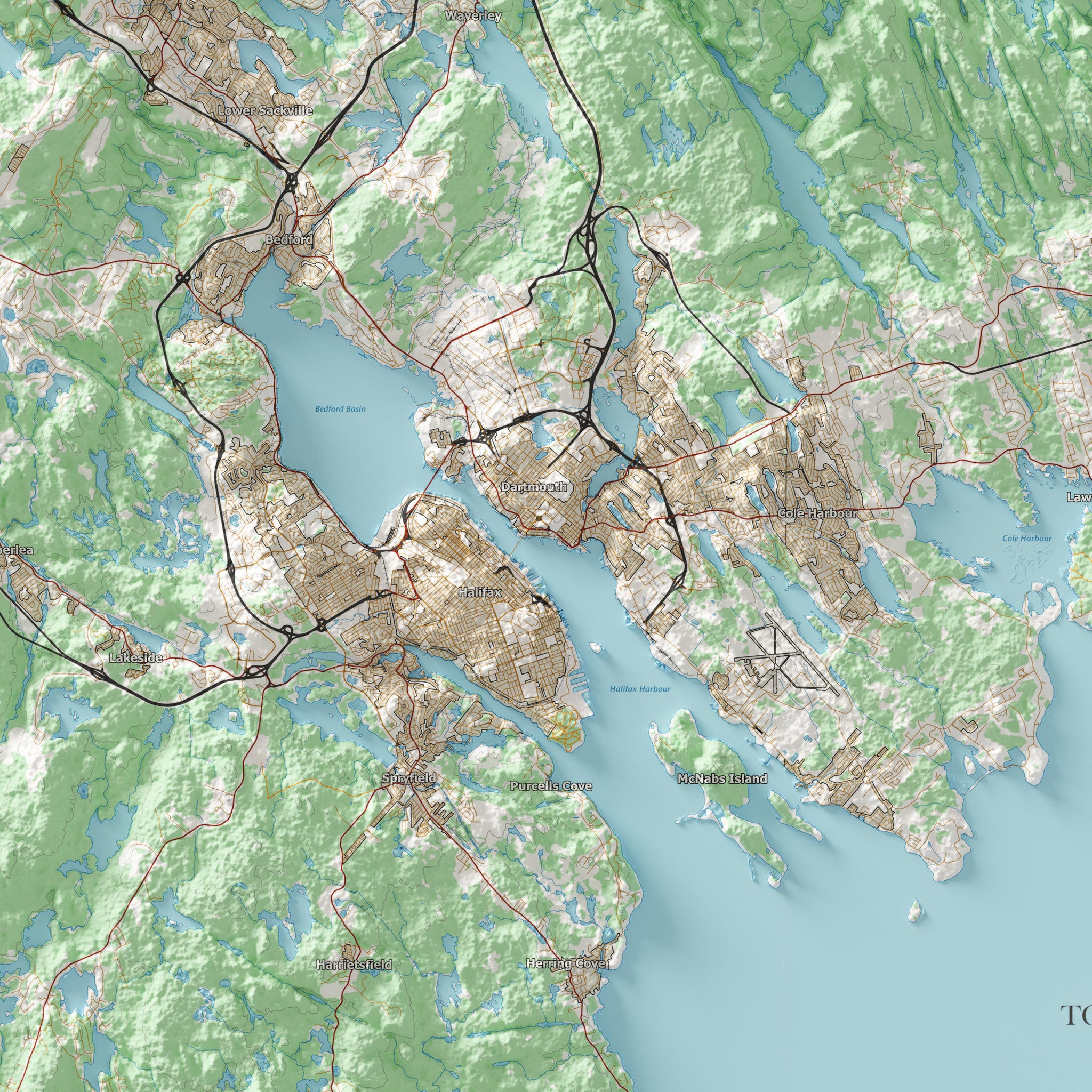 Halifax Topographic Map – Visual Wall Maps Studio
