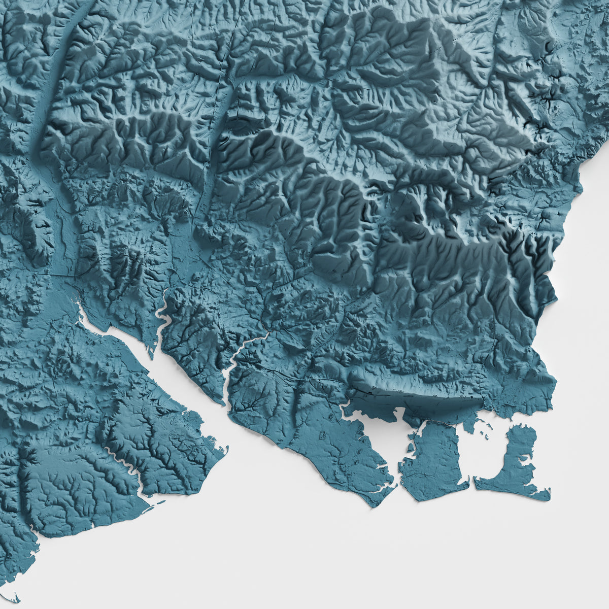 Hampshire County Shaded Relief – Visual Wall Maps Studio