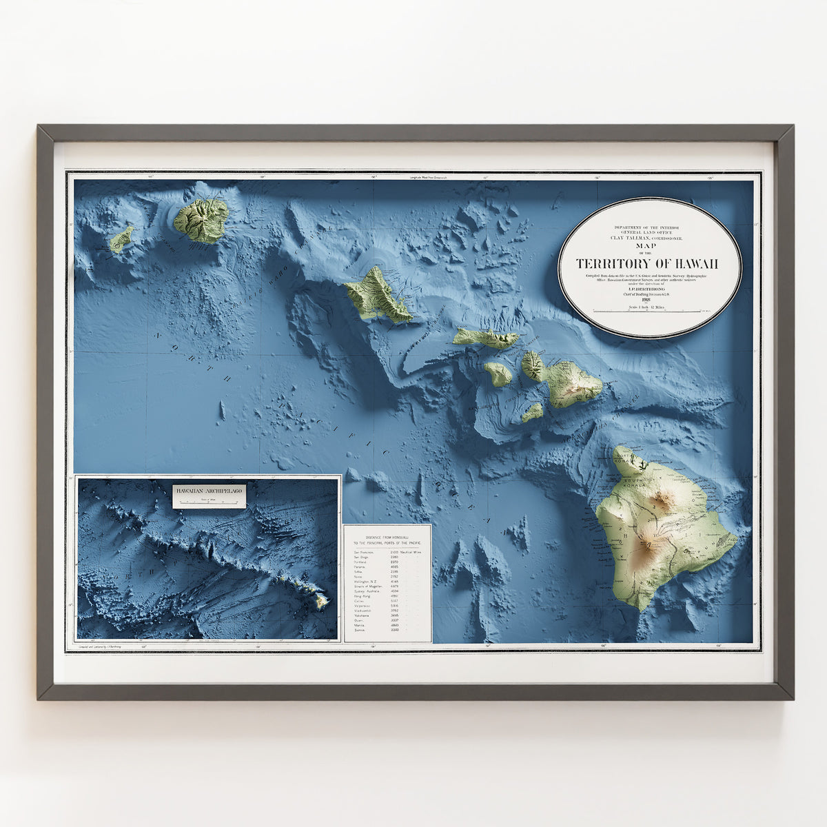 Hawaii Vintage Topographic Map (c.1918) – Visual Wall Maps Studio