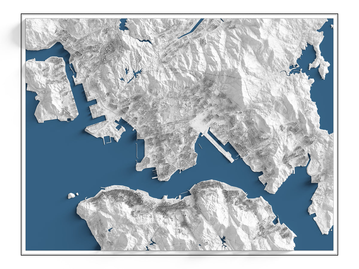 Hong Kong Shaded Relief – Visual Wall Maps Studio