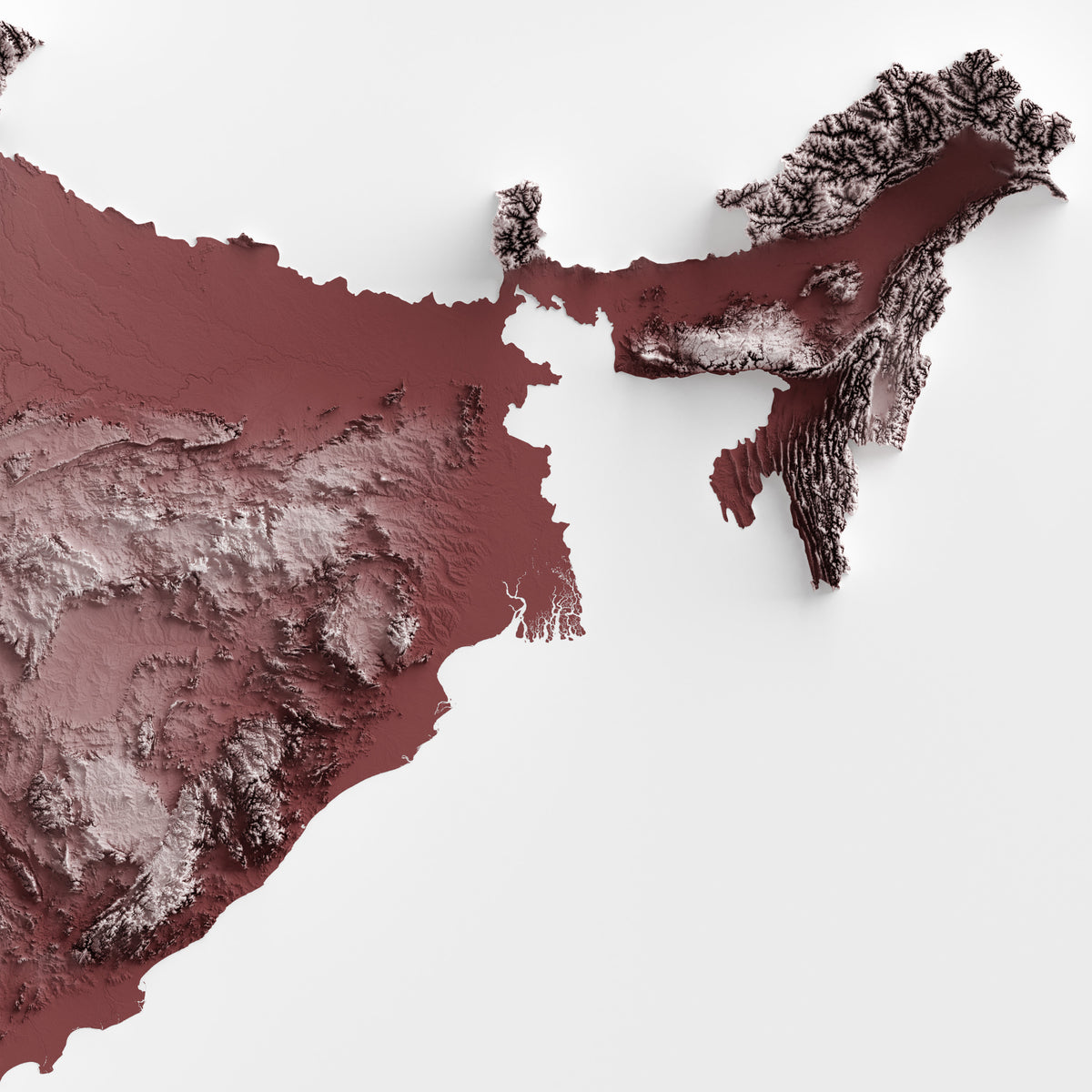 India Shaded Relief (5 Variations) – Visual Wall Maps Studio