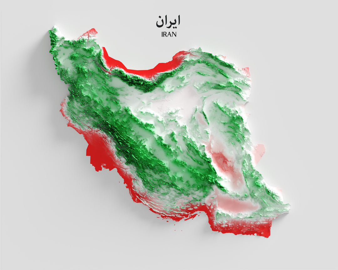 Iran Shaded Relief Colourized (Official Colours) – Visual Wall Maps Studio
