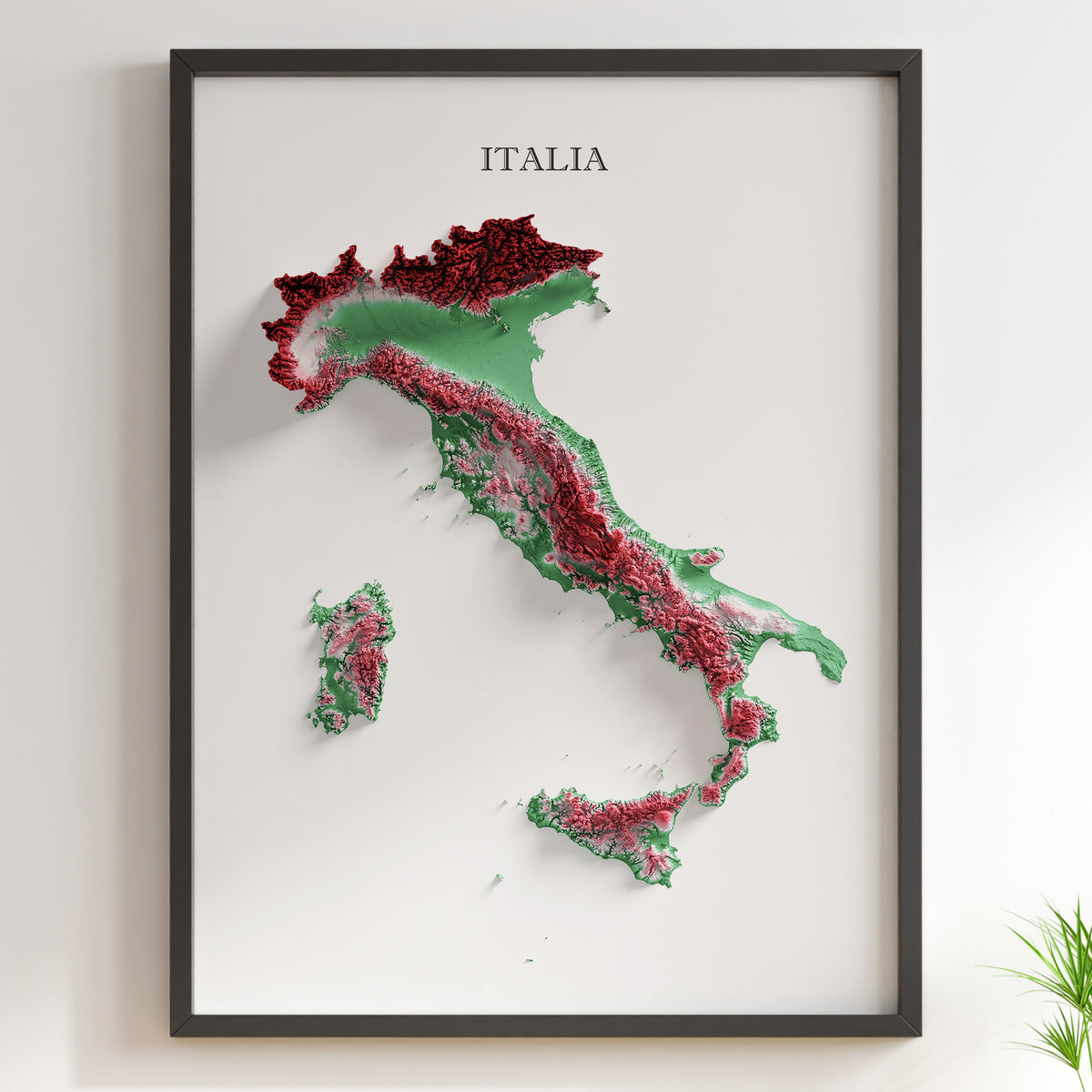 Italy Shaded Relief Colourized (Official Colours) – Visual Wall Maps Studio