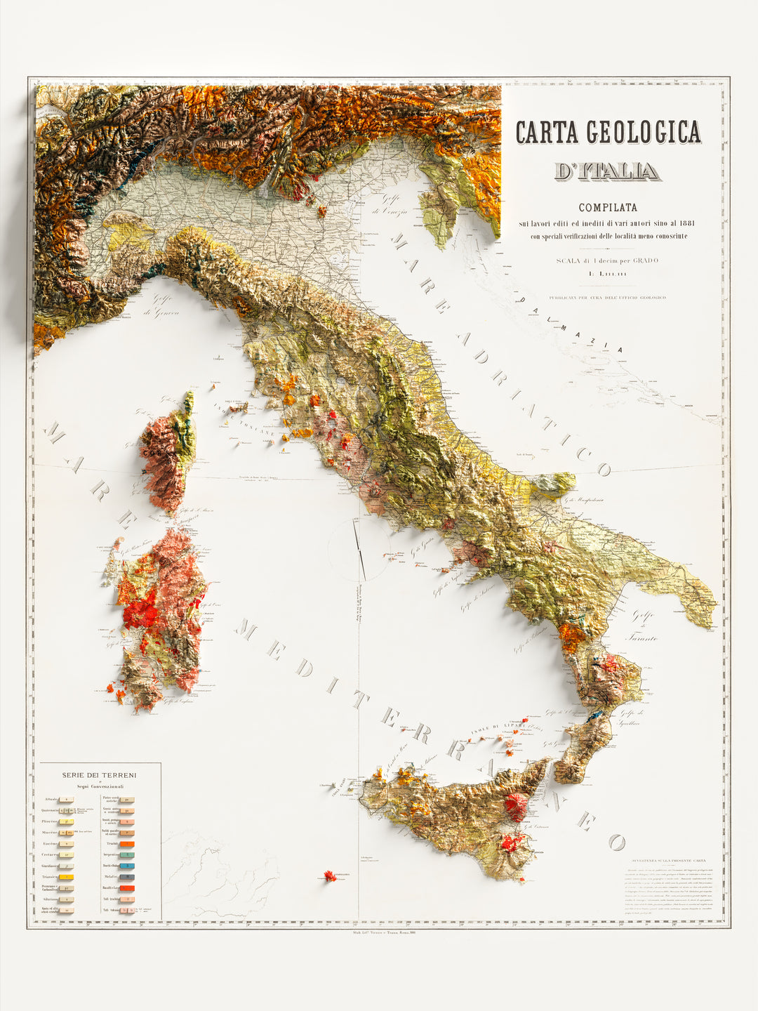 Geological Map of Italy (c.1881) – Visual Wall Maps Studio
