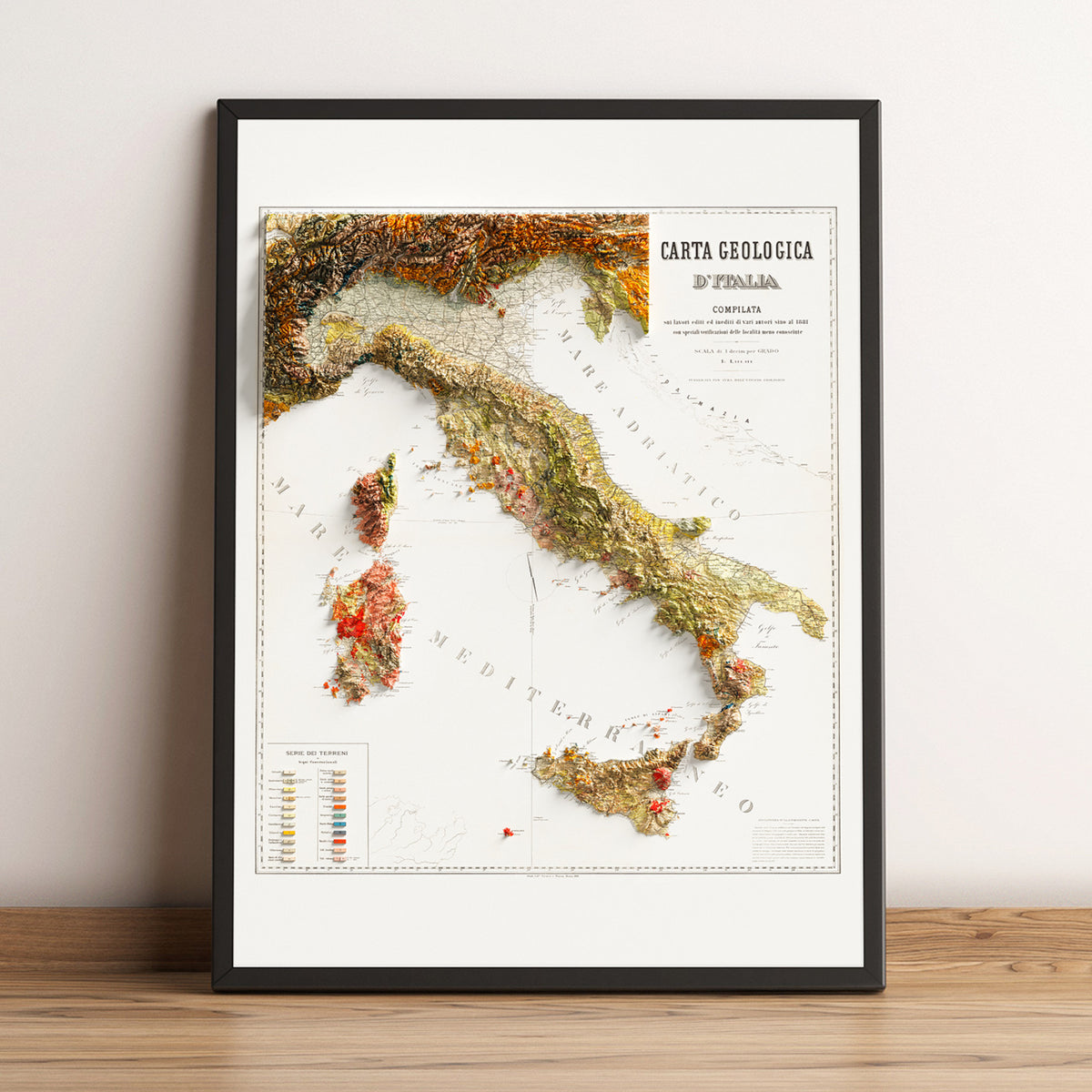 Geological Map of Italy (c.1881) – Visual Wall Maps Studio