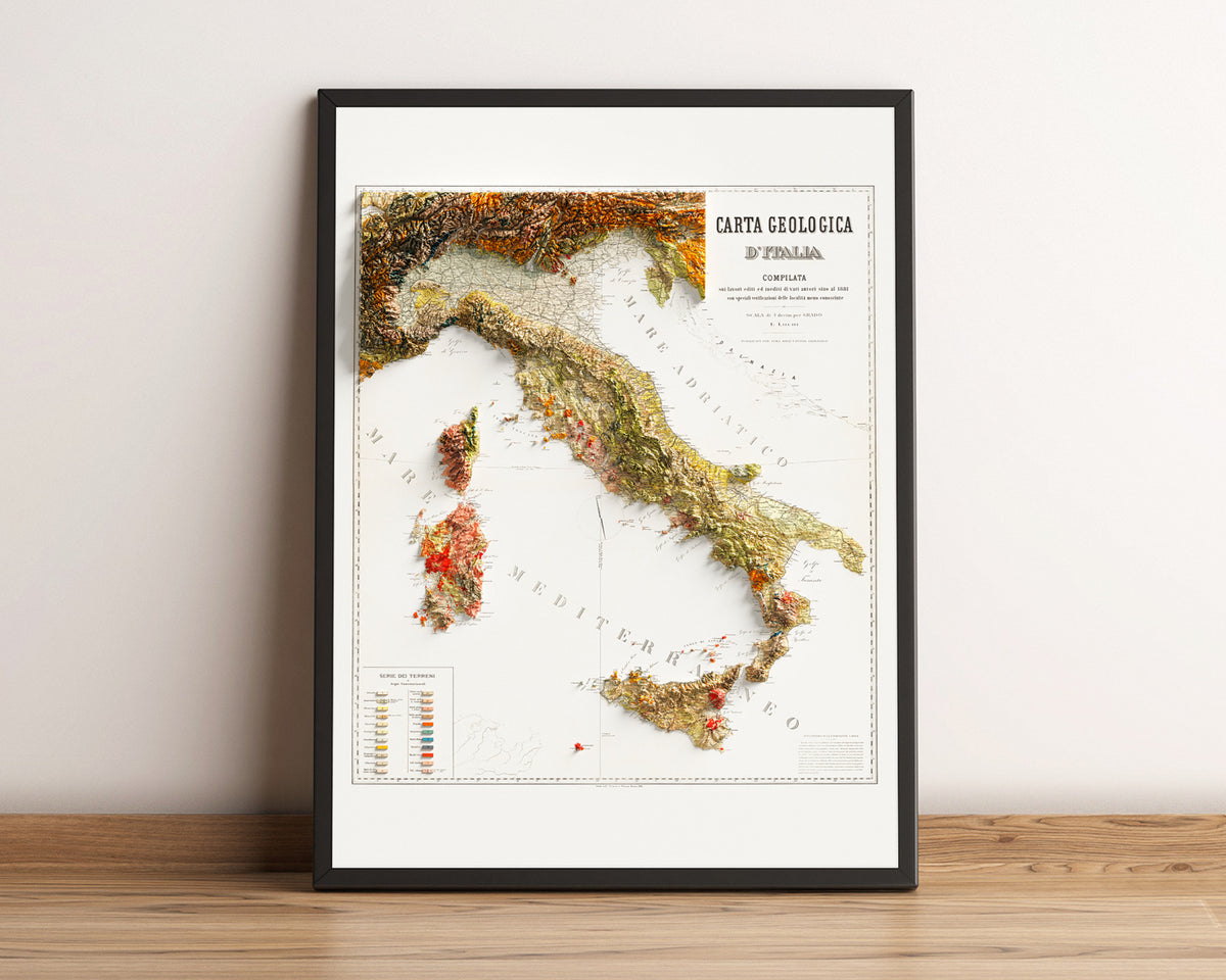 Geological Map of Italy (c.1881) – Visual Wall Maps Studio
