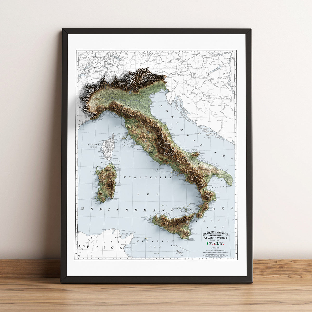 Italy Vintage Topographic Map (c.1891) – Visual Wall Maps Studio