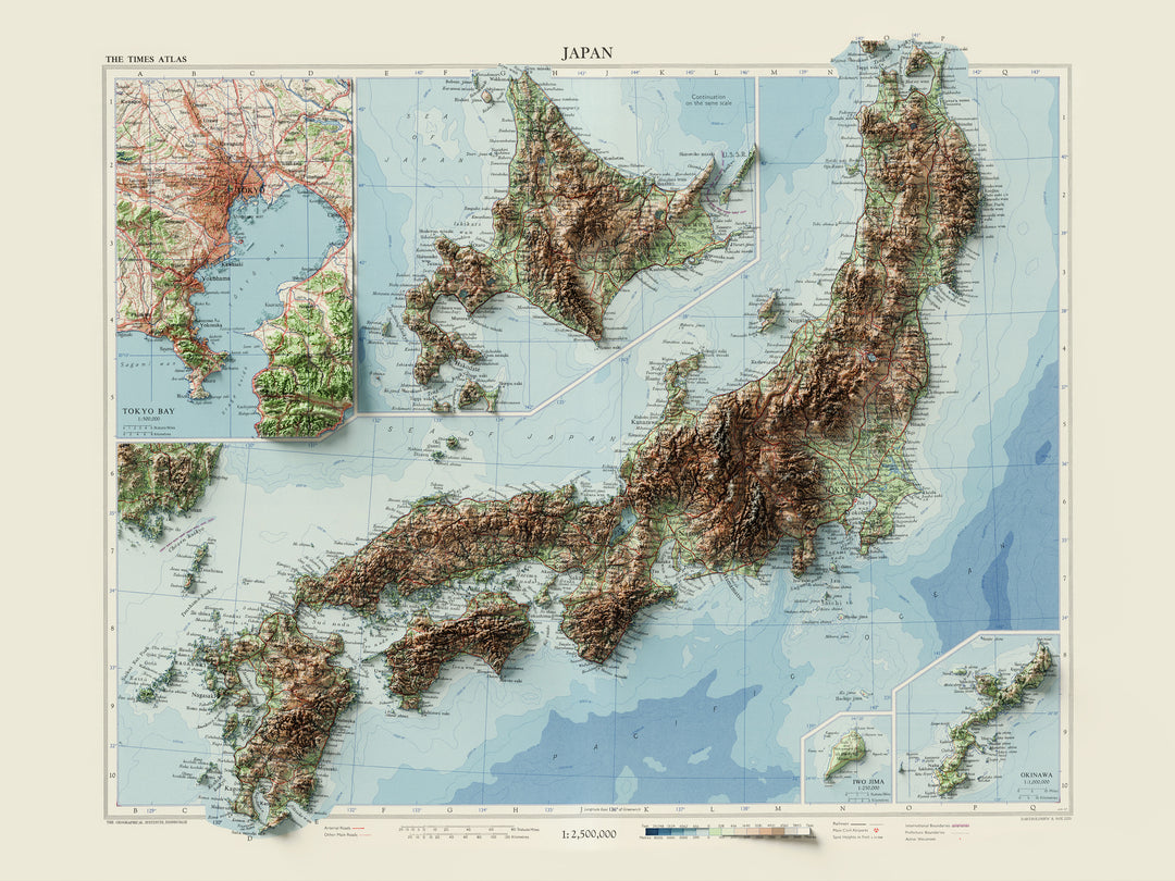 Japan Topographic Map c. 1958 – Visual Wall Maps Studio