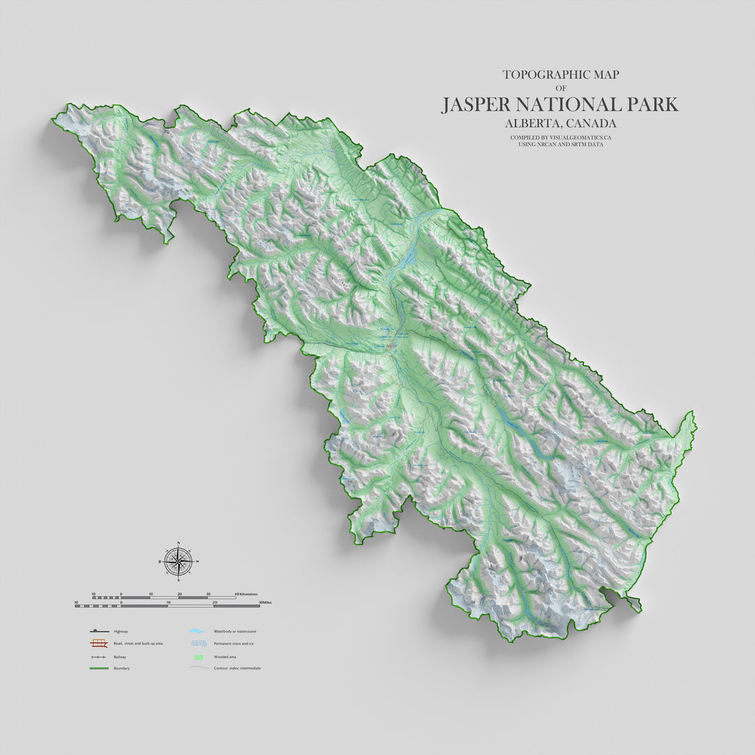 Jasper National Park Topographic Map – Visual Wall Maps Studio