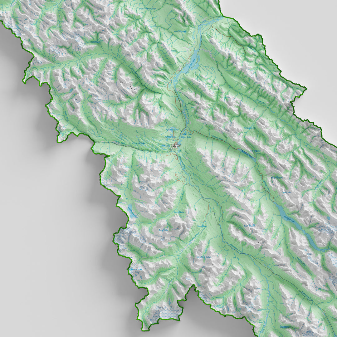 Jasper National Park Topographic Map – Visual Wall Maps Studio