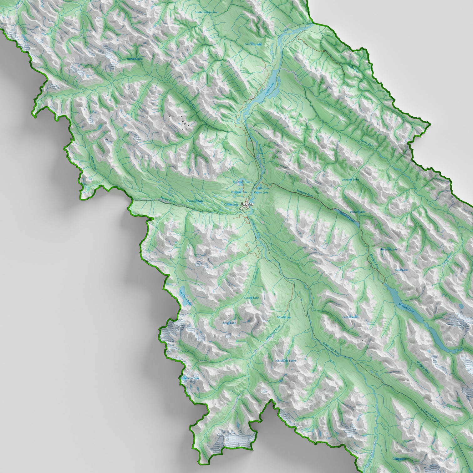 Jasper National Park Topographic Map – Visual Wall Maps Studio