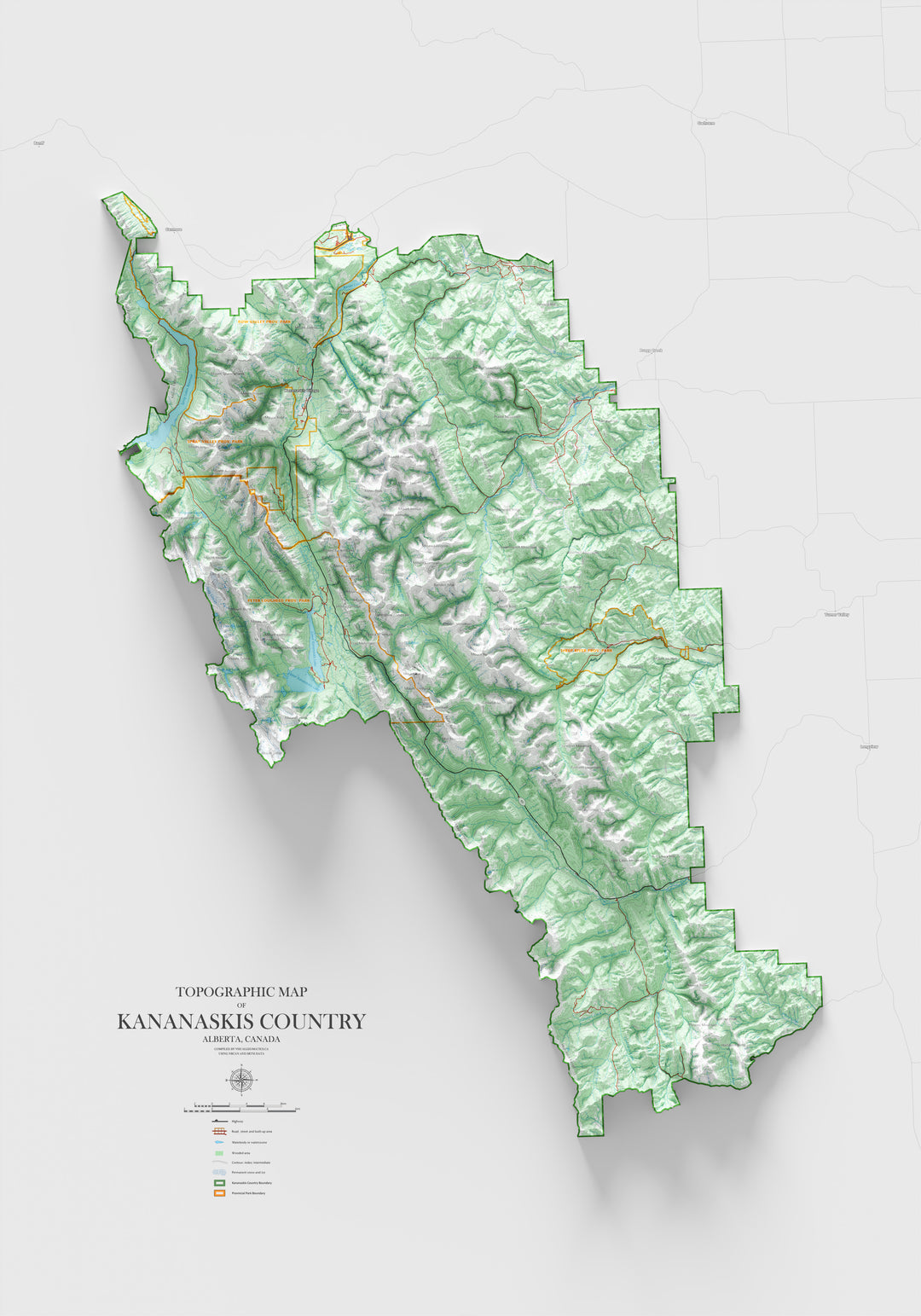 Kananaskis Country Topographic Map – Visual Wall Maps Studio