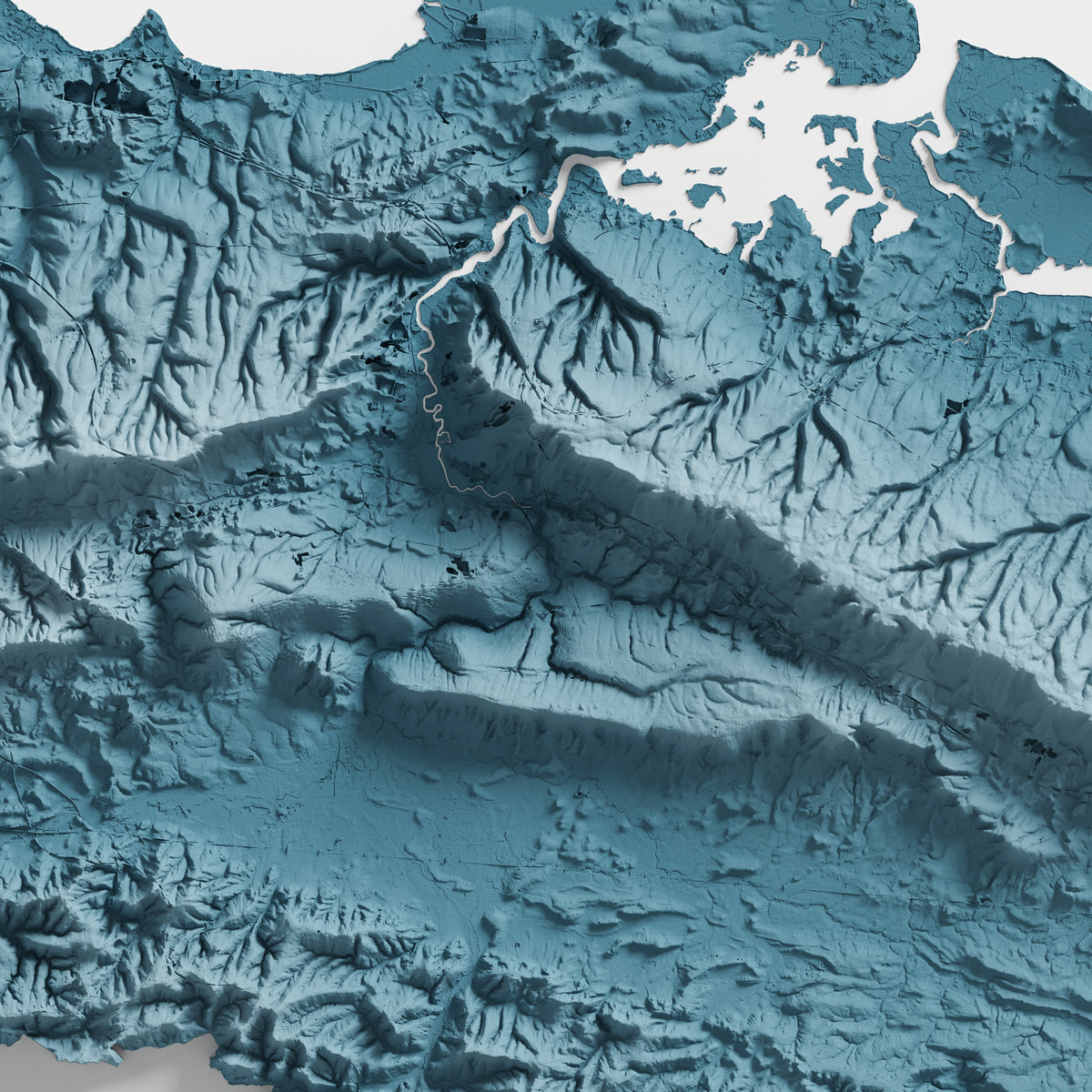 Kent County Shaded Relief – Visual Wall Maps Studio
