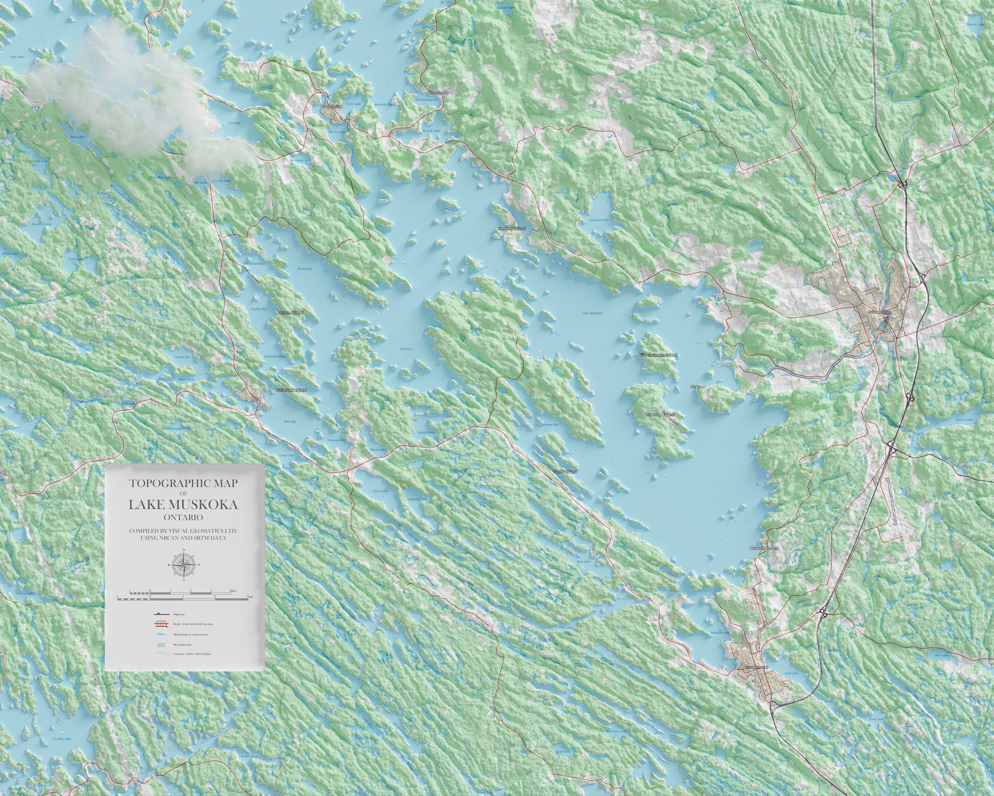 Lake Muskoka Topographic Map – Visual Wall Maps Studio
