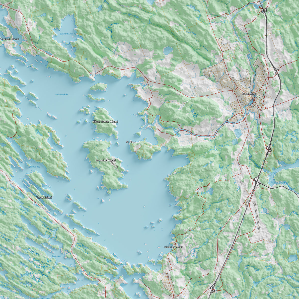 Lake Muskoka Topographic Map – Visual Wall Maps Studio