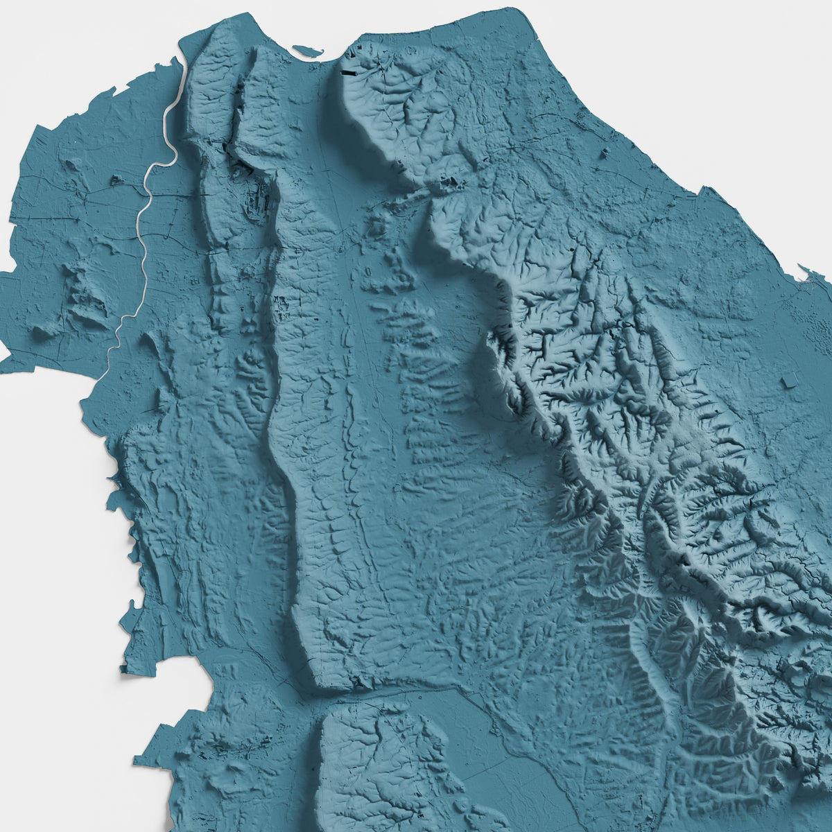 Lincolnshire County Shaded Relief – Visual Wall Maps Studio