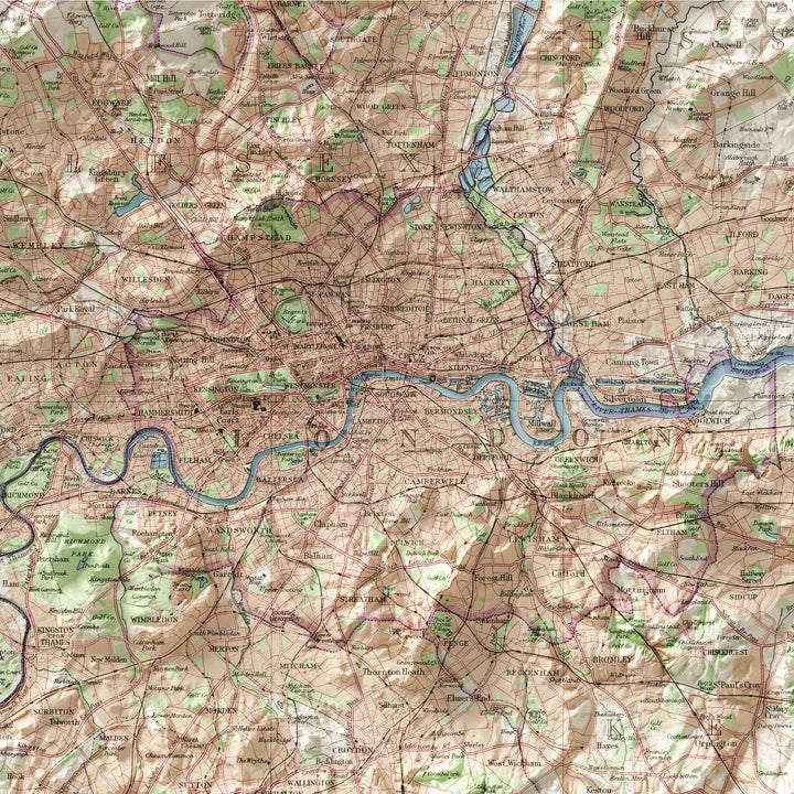 London Vintage Topographic Map – Visual Wall Maps Studio