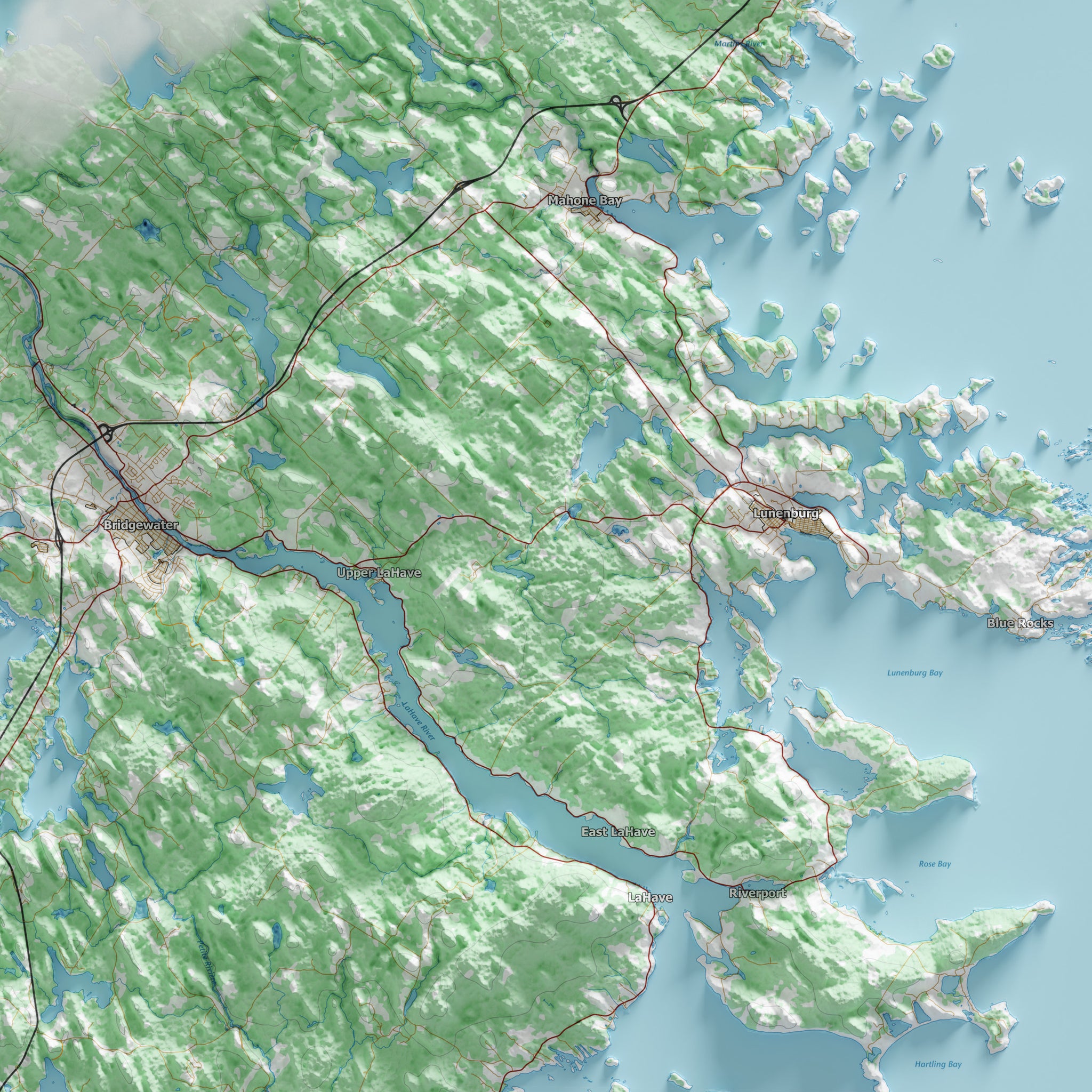 South Shore Nova Scotia Topographic Map – Visual Wall Maps Studio