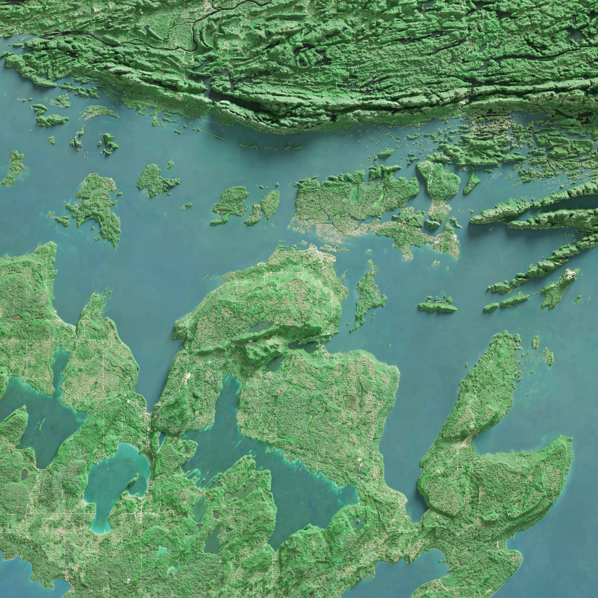Manitoulin Island Imagery Shaded Relief – Visual Wall Maps Studio